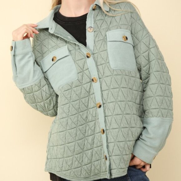 Sweaters | B7 Plus Size Oversized Quilted Cozy Shacket Jacket Sage ...